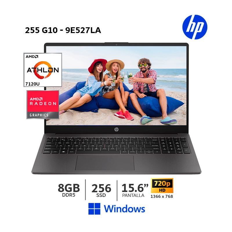 ROIS COMPUTER - Laptop HP 255 G10 AMD Athlon Silver 7120U-15.6″ HD-8Gb ...